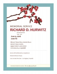 Memorial Service for Richard D. Hurwitz | 47 Blog | AFM Local 47