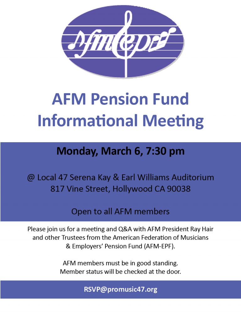 Reminder: AFM Pension Fund Informational Meeting | 47 Blog | AFM Local 47