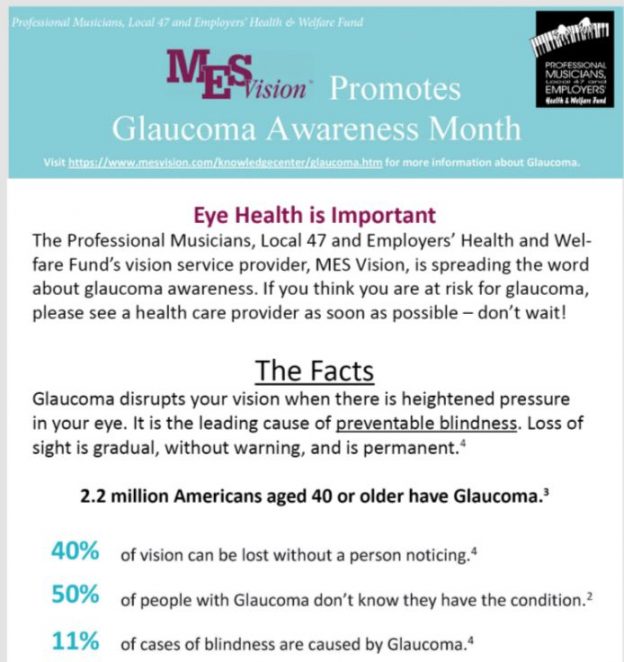 H&W: MES vision Promotes Glaucoma Awareness Month | 47 Blog | AFM Local 47