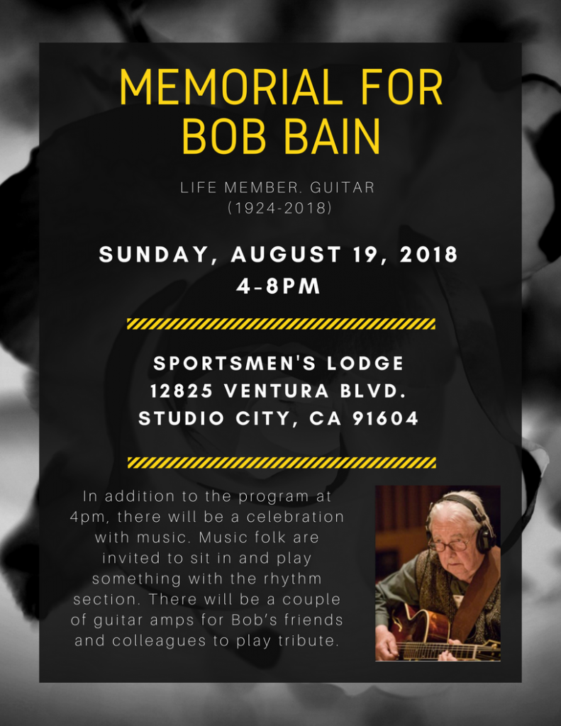 Memorial for Bob Bain | 47 Blog | AFM Local 47