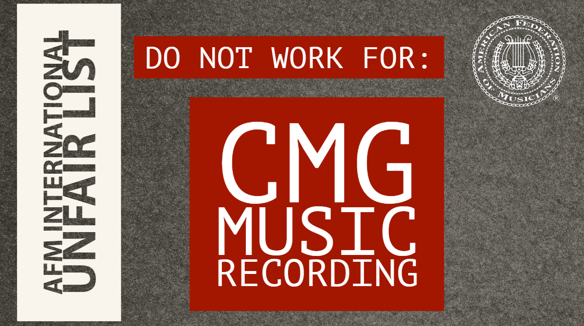 Non-Union Engagement Alert: CMG Music Recording - 47 Blog | AFM Local 47