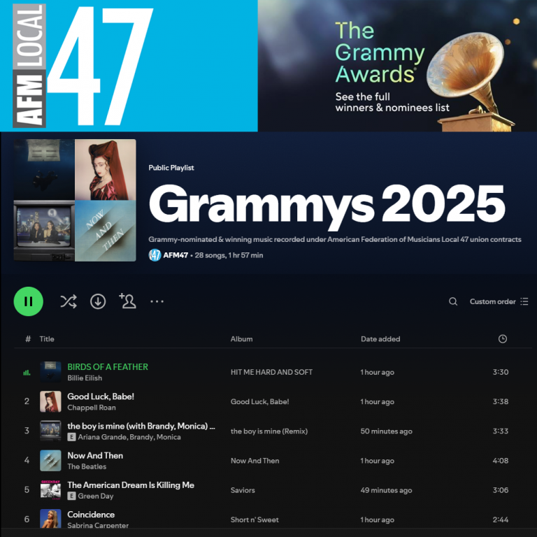 Congratulations 2025 Grammy nominees & winners! | 47 Blog | AFM Local 47